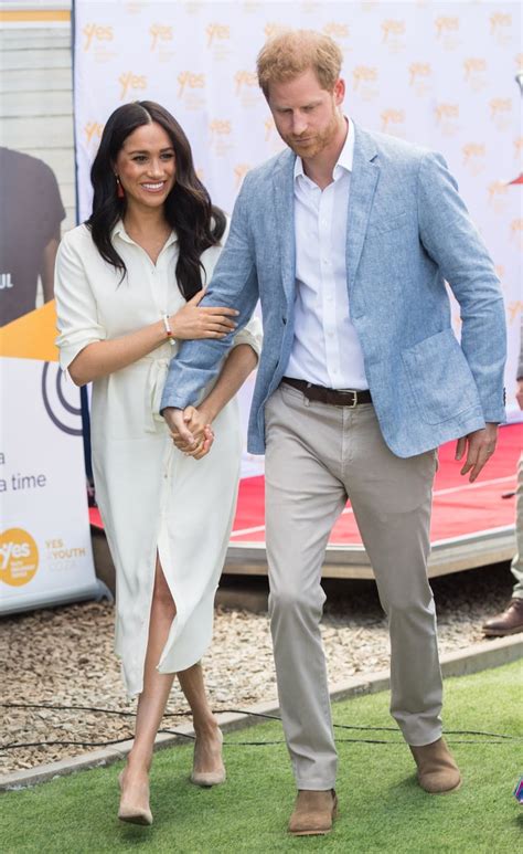 Meghan Markle Wore A White Belted Dress In South Africa Meghan Markle