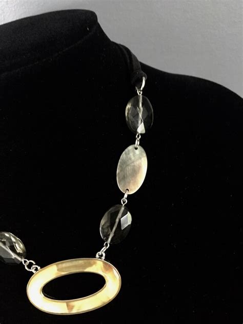 Lia Sophia Necklace Art Glass Oval Ring Pendant Bead Gem