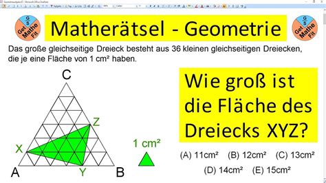 Matherätsel Geometrieaufgabe Wie groß ist Fläche des Dreiecks XYZ