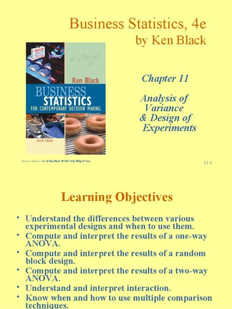 ch11 analysis of variance and design of experiment pdf design of experiments experiment