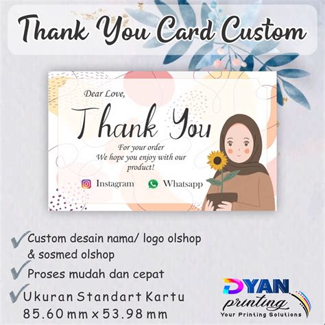 Jual THANK YOU CARD UCAPAN TERIMAKASIH OLSHOP CUSTOM Shopee Indonesia