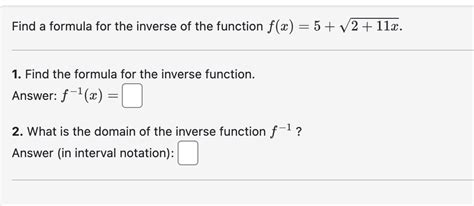 solved find a formula for the inverse of the function
