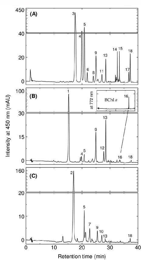 The Hplc Elution Profiles At Nm Of The Crude Pigments Extracted