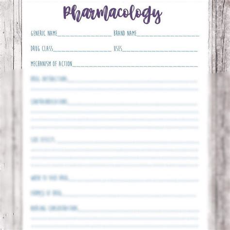 Pharmacology Drug List Worksheet Nursing School Worksheet