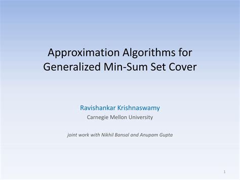 ppt approximation algorithms for generalized min sum set cover powerpoint presentation id