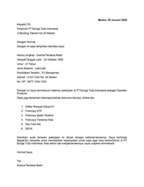 5 Contoh Surat Lamaran Kerja Di PT Agar Lolos HR LinovHR Blog