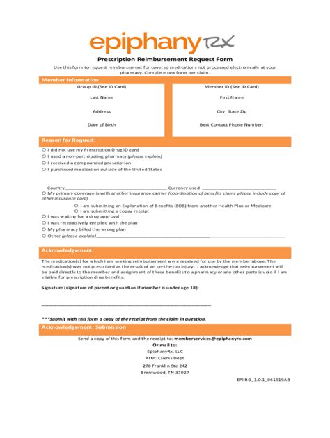 Fillable Online Medical Claim And Prescription Reimbursement