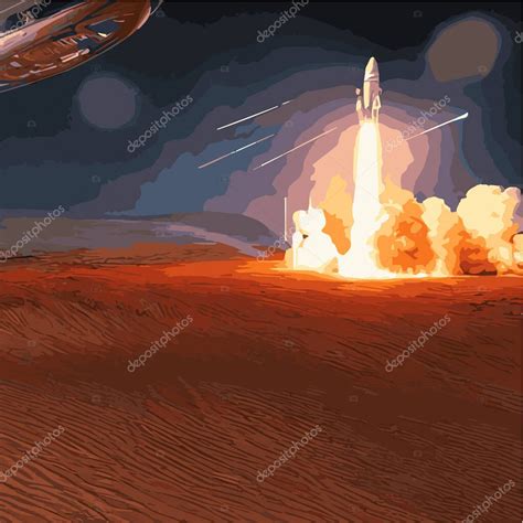 El Sistema De Lanzamiento Espacial Despega Ilustraci N Vectorial