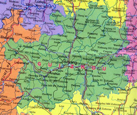Map Of Guizhou Detailed In Pinyin Tour Guizhoutour Guizhou