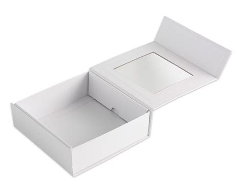 Magnetic Geschenkbox Mit Fenster Recyclingkarton Weiss ELCO