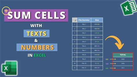 How To Sum Cells With Text And Numbers In Excel Youtube