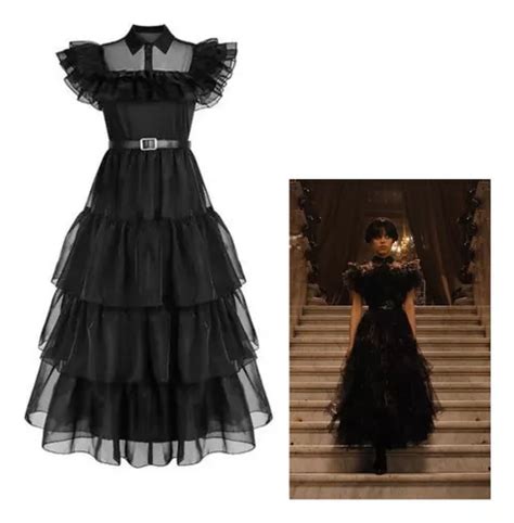 Disfraz De Merlina Adams Vestido De La Serie Para Niñas MercadoLibre