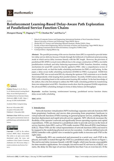 pdf reinforcement learning based delay aware path exploration of parallelized service function