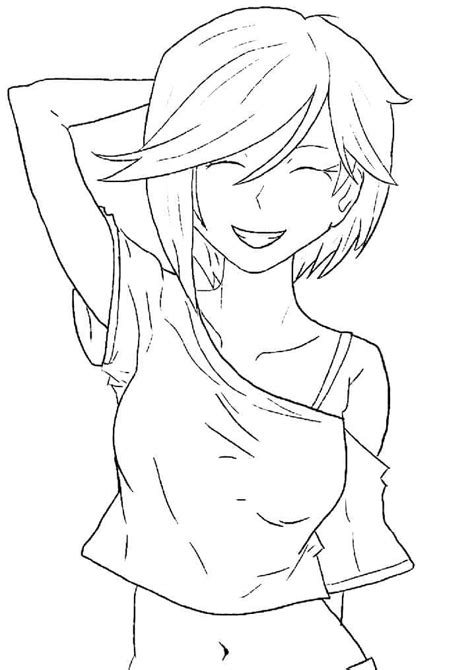 Dibujos De Chica Anime Sonriente Para Colorear Para Colorear Pintar E