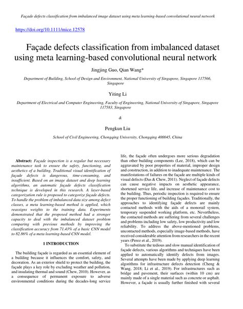 pdf façade defects classification from imbalanced dataset using meta learning‐based