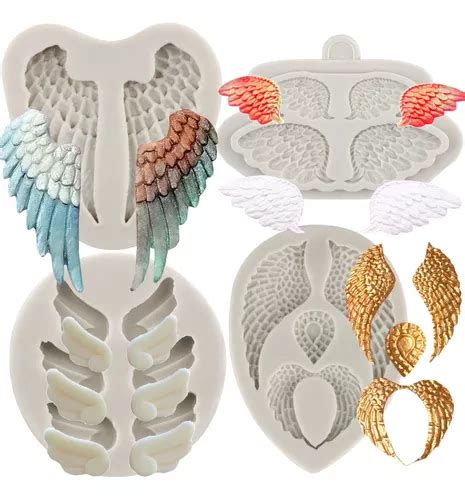 4pcs Molde De Silicona Alas De Ángel Fondant Pasta Resina Meses sin