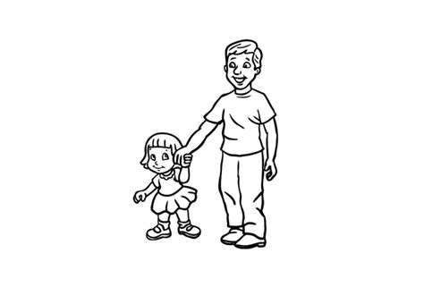 Libro da colorare papà e figlia su una passeggiata da stampare e online