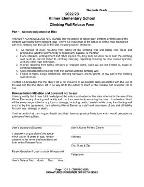 Fillable Online Climbing Wall Release Form Fax Email Print PdfFiller