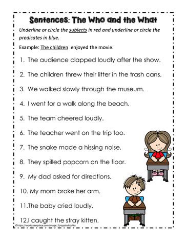 Subjects And Predicates Worksheets