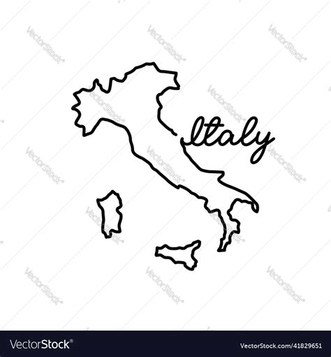 Italy Outline Map With The Handwritten Country Vector Image