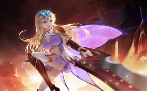 Wallpaper Illustration Blonde Long Hair Anime Girls Wings
