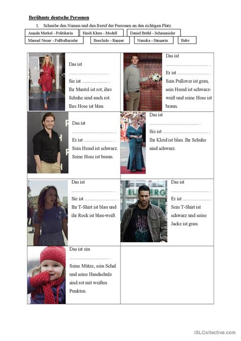 Kleidung bildwörterbücher ode Deutsch DAF Arbeitsblätter pdf doc