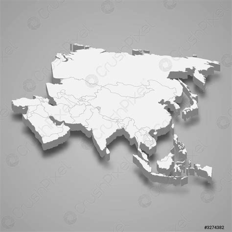 3d Map Of Asia Template For Your Design Stock Vector 3274382 Crushpixel