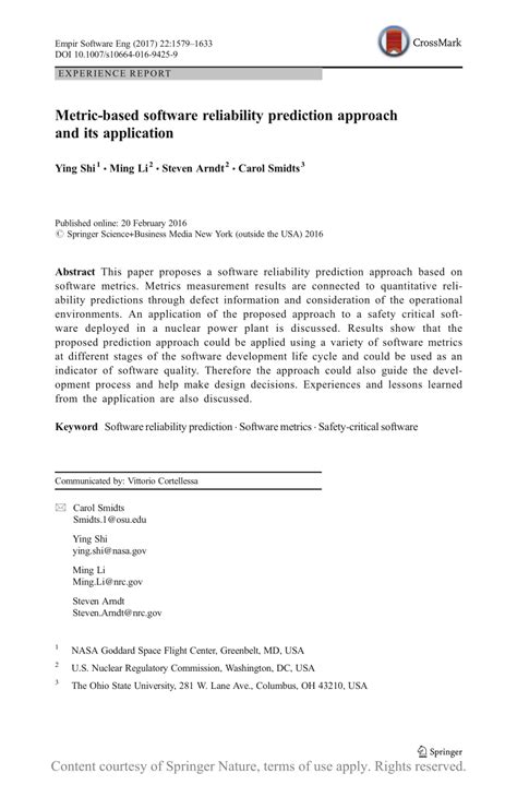 metric based software reliability prediction approach and its application request pdf
