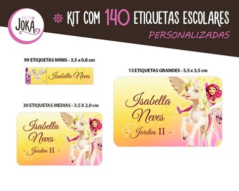 140 Etiquetas Escolares Unicornio Onchao Elo7