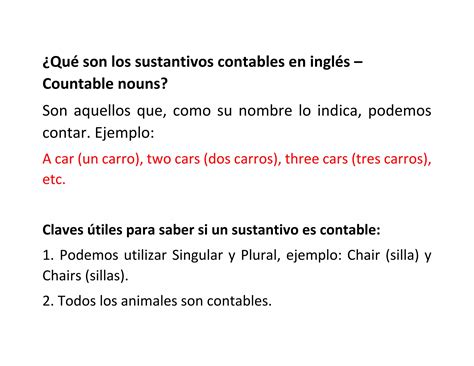 Los contenidos de esta lección sobre Contables e Incontables en inglés