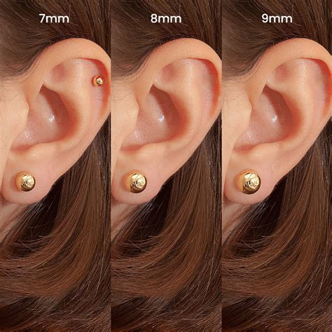 14k Yellow Solid Gold Ball Earring Gold 4mm 9 Mm Round Etsy