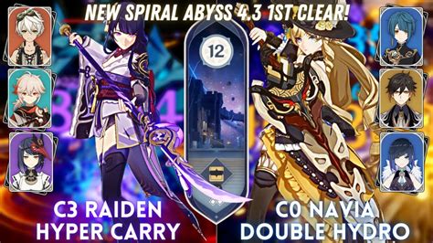 NEW SPIRAL ABYSS 4 3 1st Clear C0 Navia 2 Hydro C3 Raiden Hyper