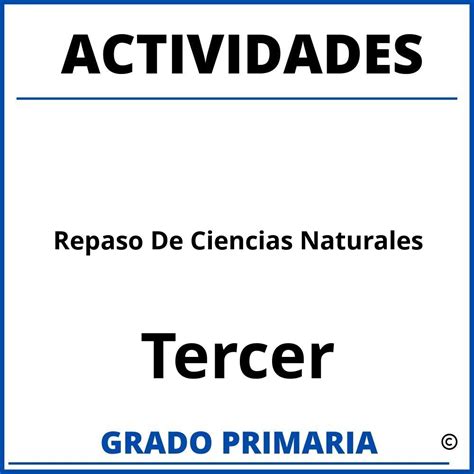 Ciencias Naturales Tercer Grado Ciclo Escolar