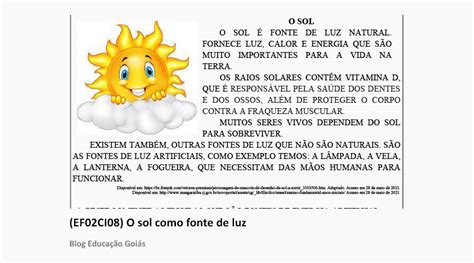 EF02CI08 O sol como fonte de luz e sua importância