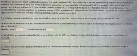 Solved In Response To Concerns About Nutritional Contents Of Chegg
