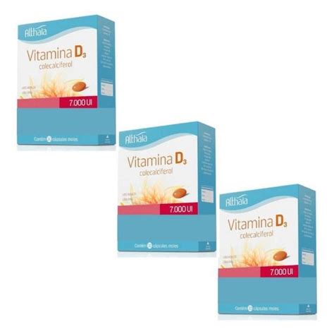 Kit 3 Caixas Vitamina D3 7 000Ui 30 Cápsulas Cada Althaia Vitaminas A