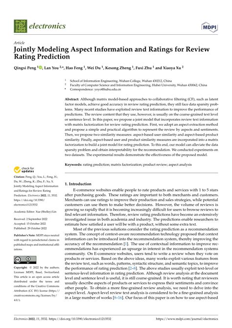 pdf jointly modeling aspect information and ratings for review rating prediction