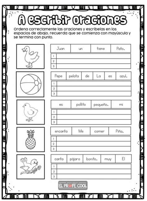 A Spanish Worksheet With Words And Pictures