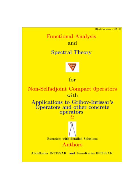 pdf spectral theory for non self adjoint compact operators with application to gribov intissar