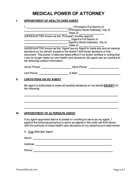 Free Medical Health Care Power Of Attorney Forms