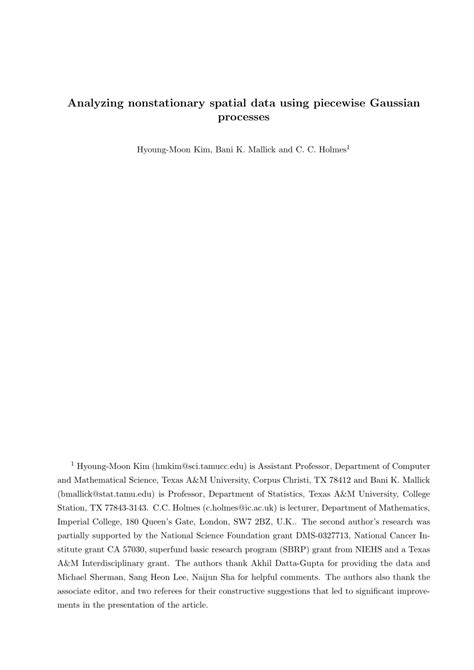 pdf analyzing nonstationary spatial data using piecewise gaussian processes