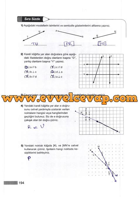 5 Sınıf Matematik MEB Yayınları Ders Kitabı Cevapları Sayfa 194 Ders