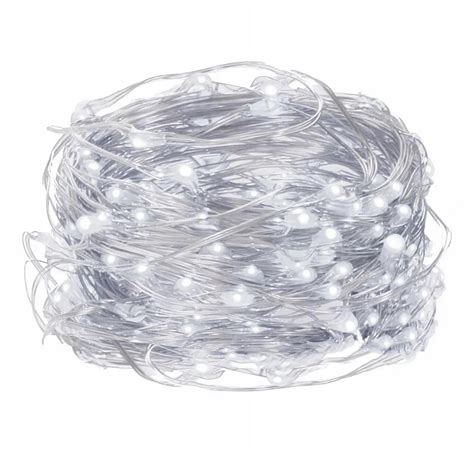 LAMPKI DRUCIKI BIAŁY ZIMNY 100 LED LAMPKI CHOINKOWE NA BATERIE