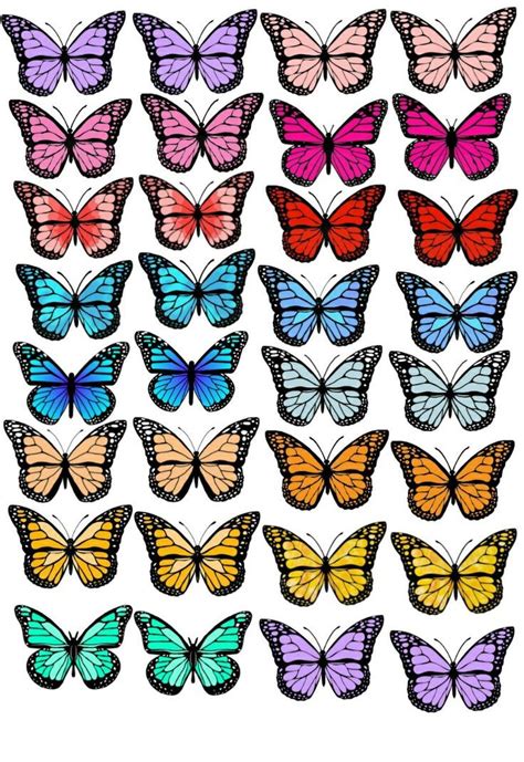 Borboletas coloridas em 2022 Moldes de cartão Borboletas coloridas
