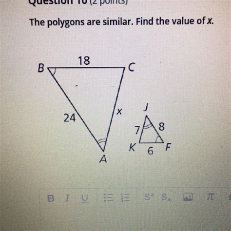 the polygons are similar find the value of x