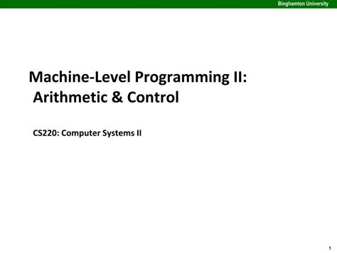 ppt machine level programming ii arithmetic and control cs220 computer systems ii powerpoint