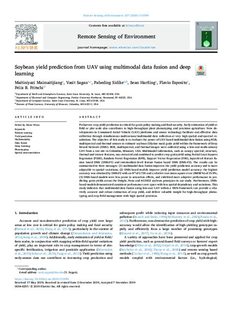 pdf soybean yield prediction from uav using multimodal data fusion and deep learning