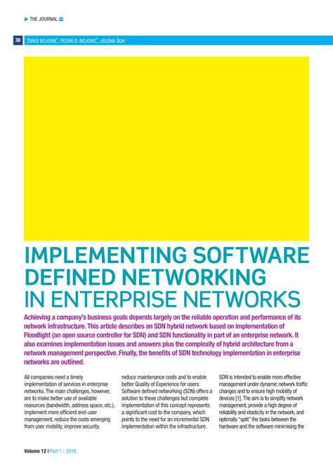 pdf the implementation of software defined networking in enterprise networks