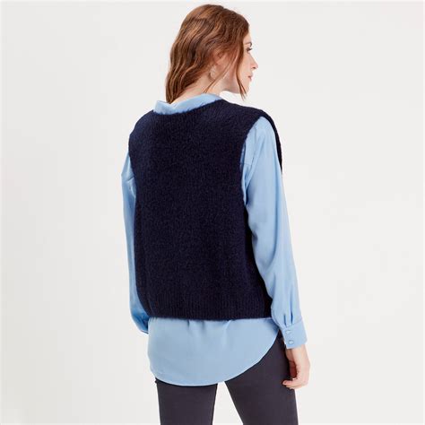 Gilet Sans Manches Bleu Marine Femme Cache Cache