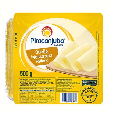 Queijo Mussarela Fatiado Piracanjuba 500g Supermercado São Luiz